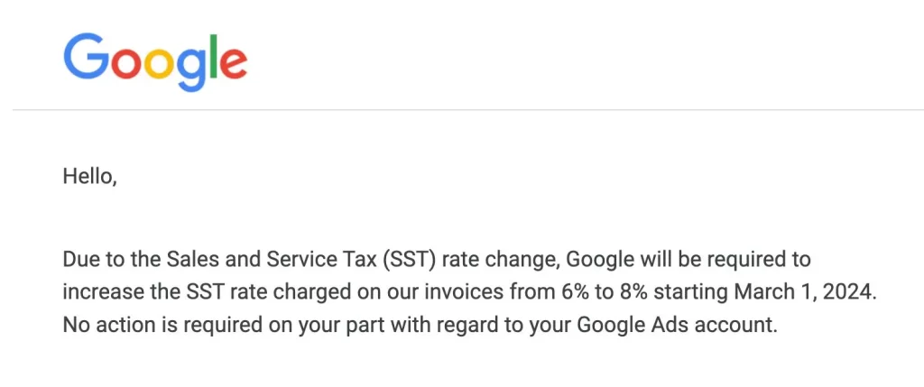 大马用户注意！Google宣布3月起，SST费用将从6%调涨至8%！ - TechNave 中文版